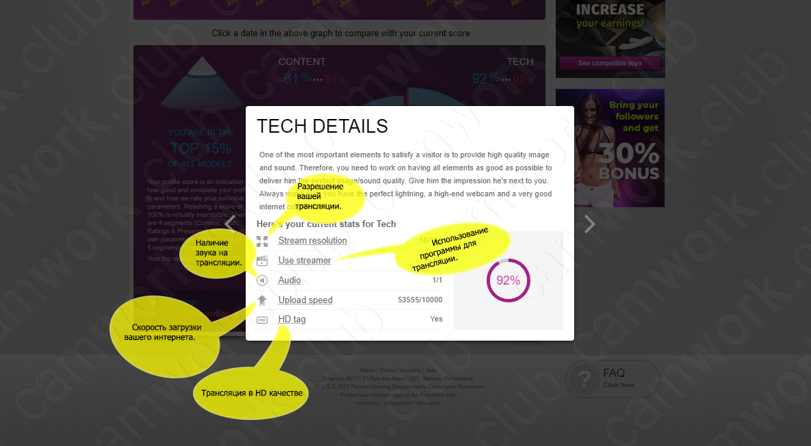 Поднимаем анкету на вебкам сайте XModels (Хмоделс) на первую страницу ...